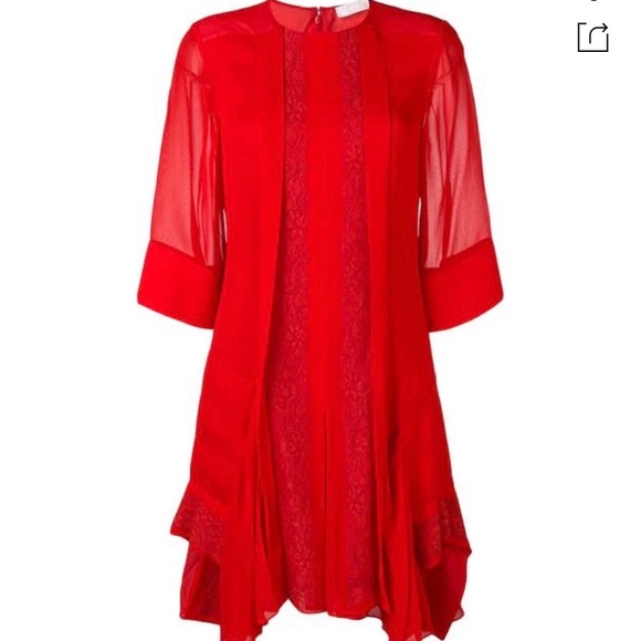 Chloe | Dresses | Chloe Red Embroidered Lace Flounces Dress | Poshmark